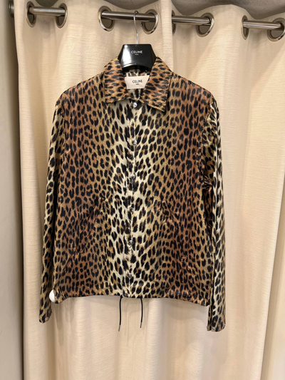 Pre-owned Celine X Hedi Slimane Leopard Print Nylon Coach Jacket | ModeSens