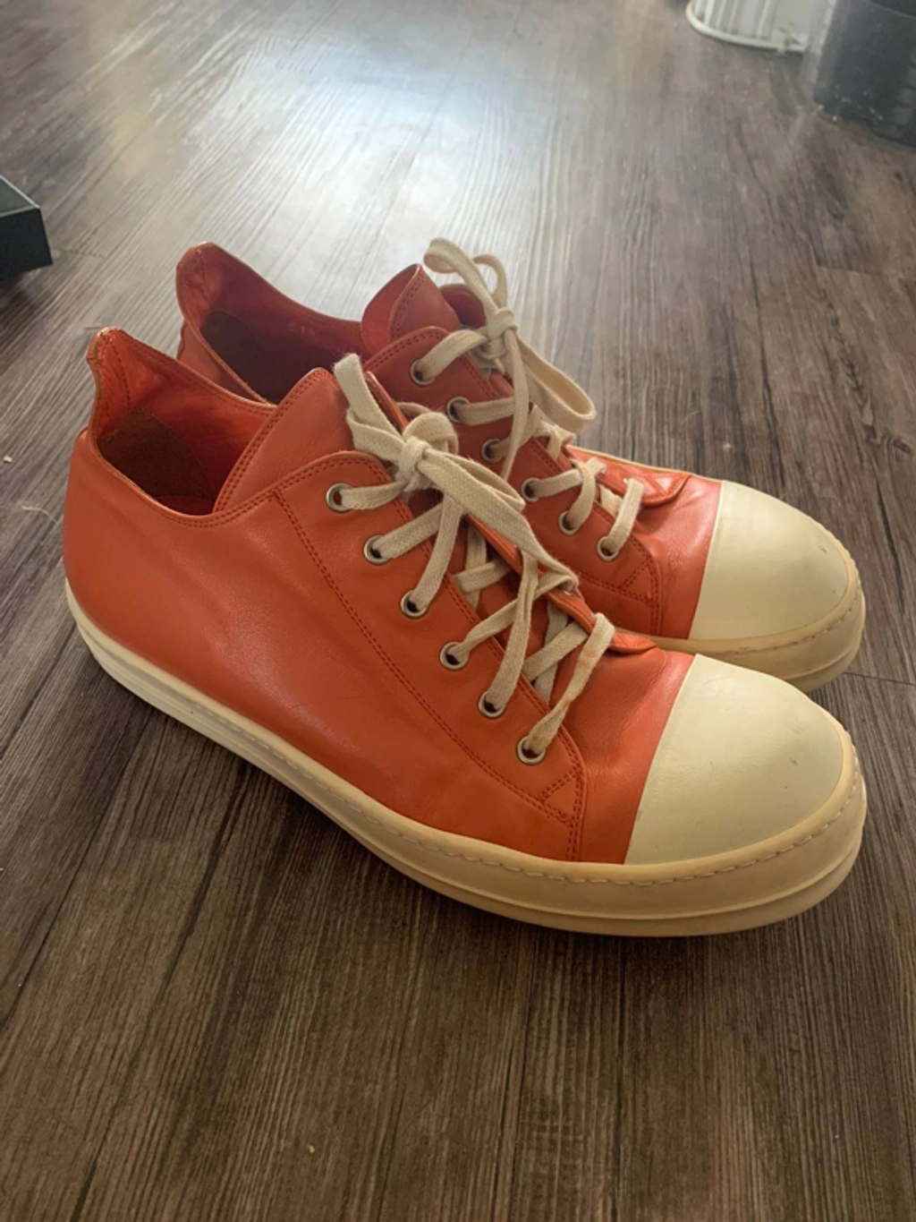 Pre-owned Rick Owens Orange Mainline Ramones Low Shoes Pre-owned Rick Owens Orange Mainline Ramones Low Shoes