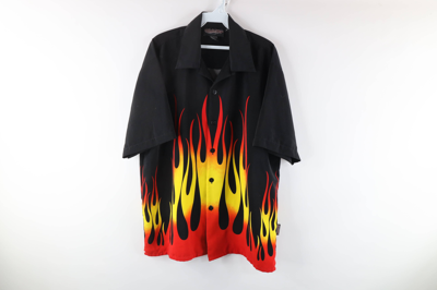 Pre-owned Vintage 90's Streetwear Guy Fieri Fire Flames Bowling Shirt ...