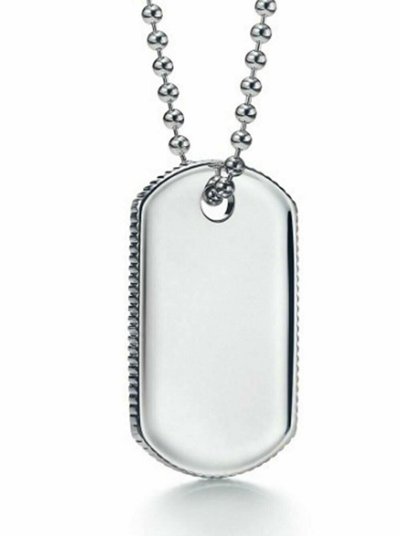 Pre-owned Tiffany & Co Mens Coin Edge Id Dog Tag Bead Chain Necklace ...