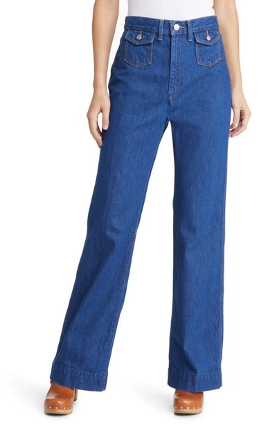 Re/done '70s High Waist Wide Leg Jeans In True Rinse | ModeSens