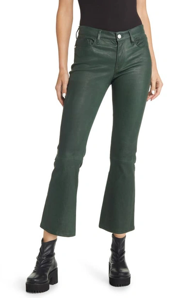 Frame Le Crop Mini Boot Leather Trousers In Pine | ModeSens