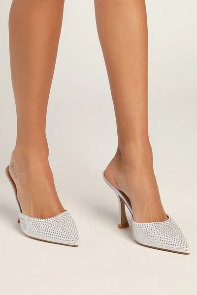Lulus Kistler White Rhinestone Slide Mule Pumps | ModeSens