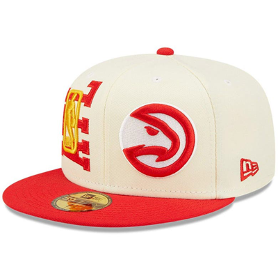 New Era Cream/red Atlanta Hawks 2022 Nba Draft 59fifty Fitted Hat In ...