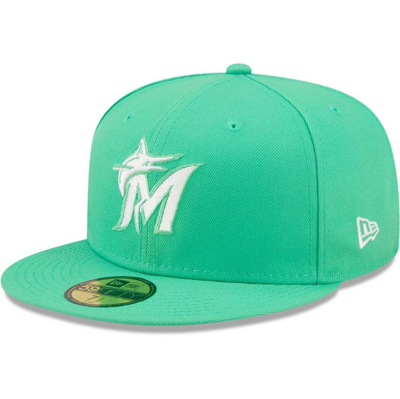 New Era Green Miami Marlins Logo 59fifty Fitted Hat | ModeSens