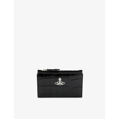 Vivienne Westwood Orb-logo Croc-embossed Leather Card Holder In Black | ModeSens