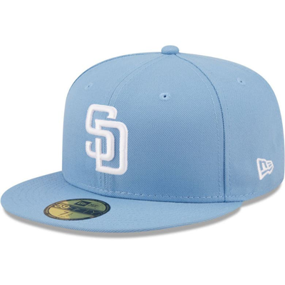 New Era Sky Blue San Diego Padres Logo White 59fifty Fitted Hat In ...
