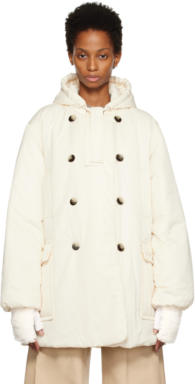 Ganni Hooded Double-breasted Quilted Padded Recycled Shell Coat In ...