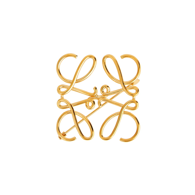 Loewe Anagram Logo Brooch In Gold | ModeSens