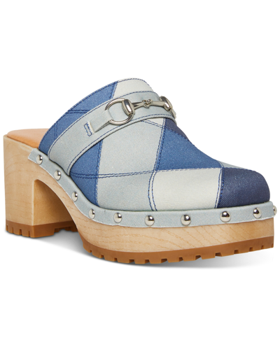 Madden Girl Women's Singrid Patchwork Platform Clogs In Denim Multi ...