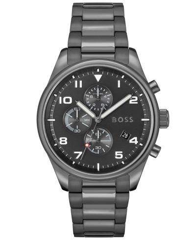 Hugo Boss Men's View Ionic Plated Gray Steel Bracelet Watch, 44mm ...