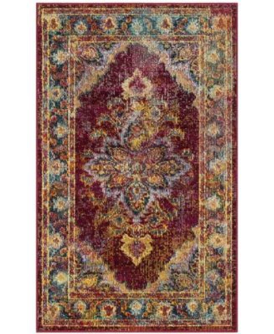 Safavieh Crystal Ruby Navy Area Rug Collection In Red | ModeSens
