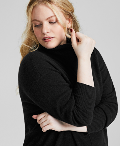 Charter Club Plus Size 100% Cashmere Oversized Turtleneck Sweater ...