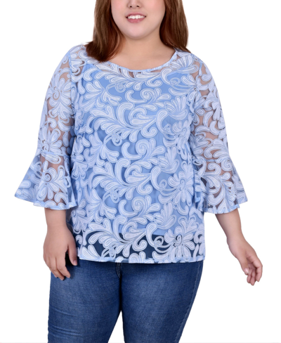 Ny Collection Plus Size Lace Tunic In Chambray Blue Scrolleaf | ModeSens