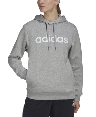 Adidas Originals Essentials Fleece Hoodie In Medium Grey Heather/white ...