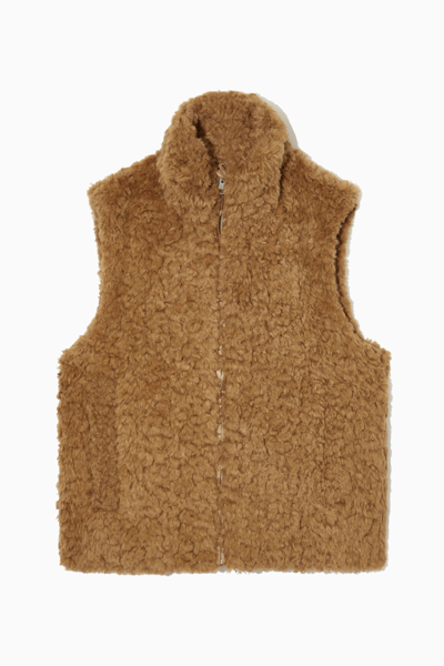 Cos Teddy Zip-up Vest In Beige | ModeSens