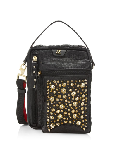 Christian Louboutin Loubideal Spike Crossbody Bag In Black/gold/black ...