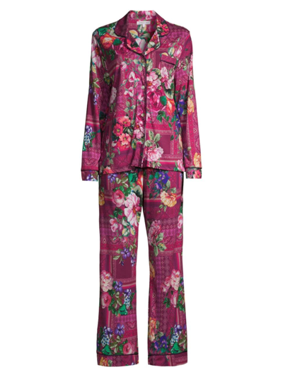 Johnny Was Bethia Floral-print Cotton Pajama Set In Red | ModeSens