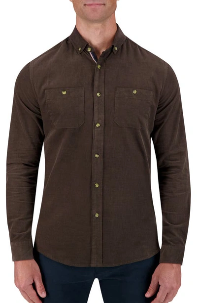 Report Collection Solid Corduroy Long Sleeve Shirt In Olive | ModeSens