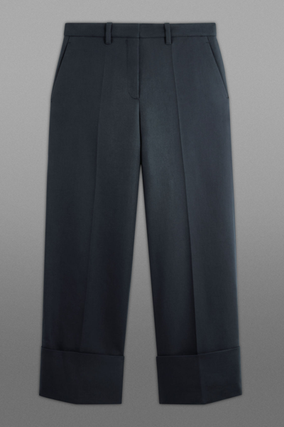 Cos The Wide Leg Twill Chinos In Blue Modesens