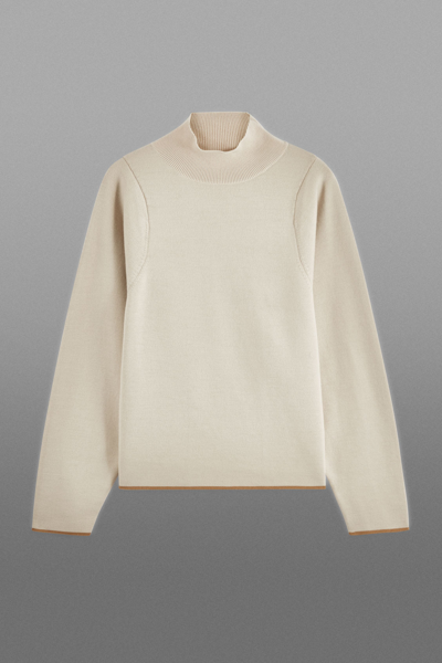 Cos The Waisted Wool Mock-neck Sweater In Beige | ModeSens