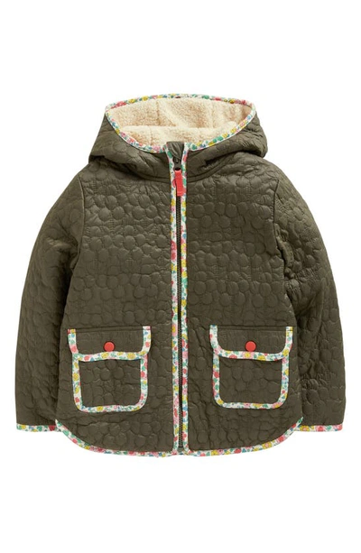 Mini Boden Kids' Fleece Lined Quilted Jacket In Khaki Green | ModeSens