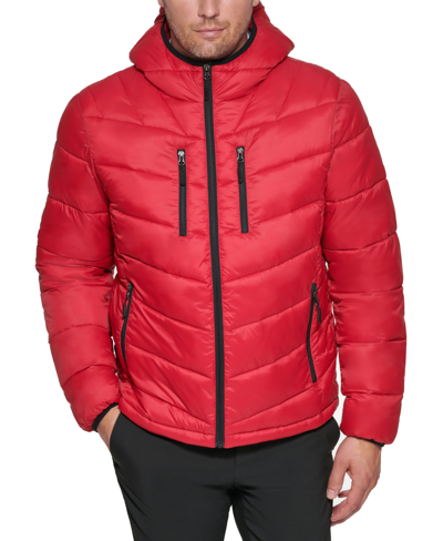 Club Room Men's Chevron Quilted Hooded Puffer Jacket, Created For Macy ...
