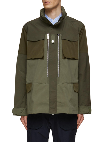 White Mountaineering Flap Chest Pocket Detail Concealed Hood Jacket In ...