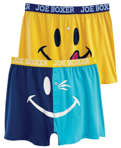 Joe Boxer Men's Classic Licky Cotton Boxers, Pack Of 2 In Yellow | ModeSens