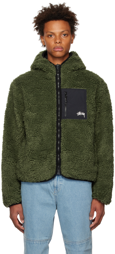 Stussy Green Sherpa Jacket | ModeSens