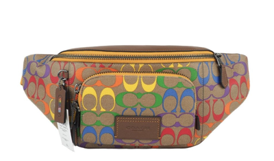 Coach (c9847) Rainbow Signature Coated Canvas Track Waist Fanny Pack ...