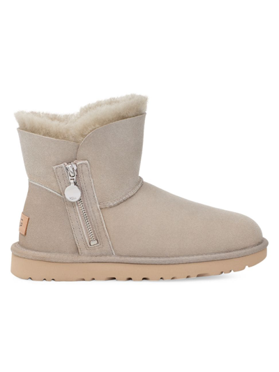 Ugg Mini Bailey Zip Sheepskin-lined Suede Boots In Goat | ModeSens