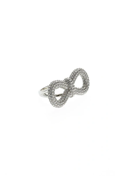 Mach & Mach Crystal Bow Ring In Silver | ModeSens