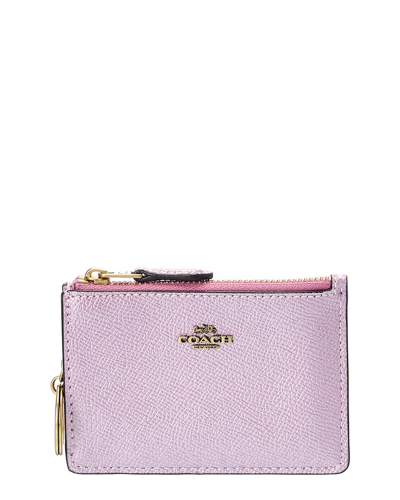 Coach Mini Id Skinny Metallic Leather Card Case In Pink | ModeSens