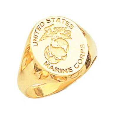 Pre-owned Us Jewels Men's 10 Or 14k Yellow Gold Us Marine Corps Usmc ...