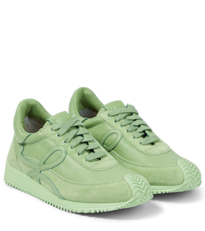 Loewe Flow Runner Leather Sneakers In Green | ModeSens