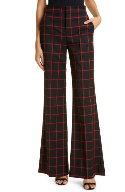 Alice And Olivia Dylan Window Pane High-waisted Wide-leg Pants In ...