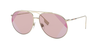 Burberry Alice Pink Uv Print Beige Aviator Ladies Sunglasses Be3138 ...
