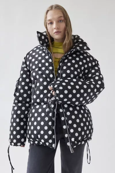 Noize Faika Polka Dot Puffer Jacket In Black | ModeSens
