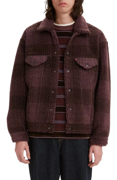 Levi's® Cozy Faux Shearling Plaid Trucker Jacket In Tyrone Huckleberry ...