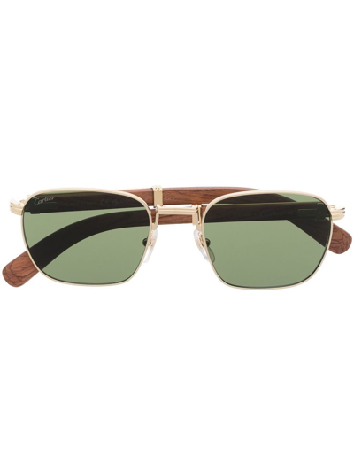 Cartier Square-frame Tinted Sunglasses In Gold | ModeSens