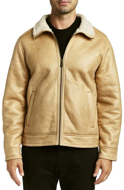 Rainforest Faux Shearling Lined Leather Aviator Jacket In Vintage Pine ...