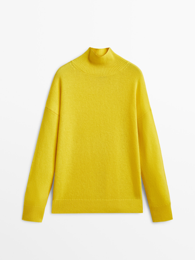 Massimo Dutti 100% Cashmere Turtleneck Sweater In Lemon Yellow | ModeSens