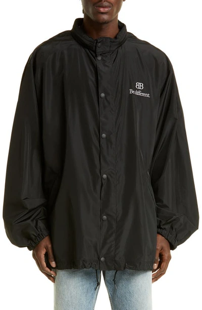 Balenciaga Gender Inclusive Embroidered Logo Windbreaker In Black ...