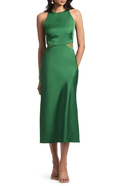 Sachin & Babi Drew Lace Cutout Satin Crepe Dress In Emerald | ModeSens