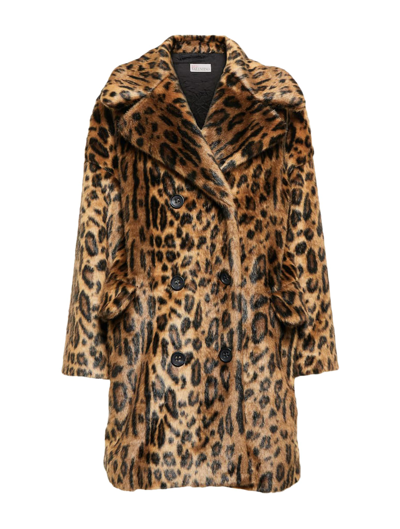 Red Valentino Redvalentino Leopard Pattern Fur Coat In Brown | ModeSens