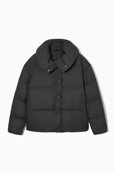 Cos Funnel-neck Puffer Coat In Black | ModeSens