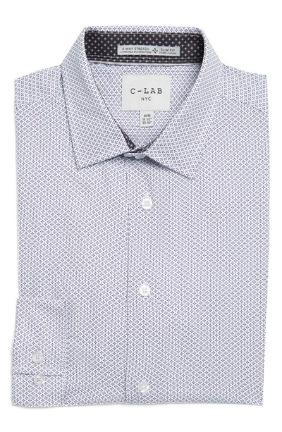 C-lab Nyc Slim Fit Geometric 4-way Stretch Dress Shirt In White 01 ...