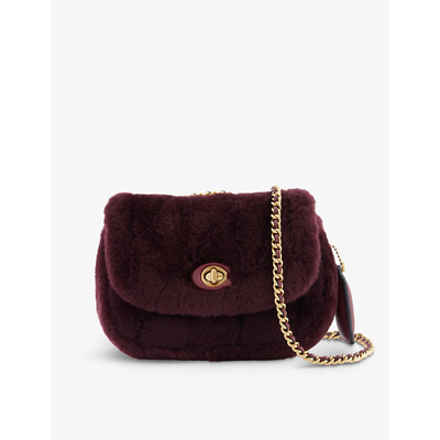 Coach Madison Quilted Shearling And Leather Shoulder Bag In B4/sangria ...