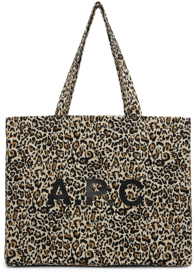 Apc Leopard-print Cotton Tote Bag In 褐色 | ModeSens